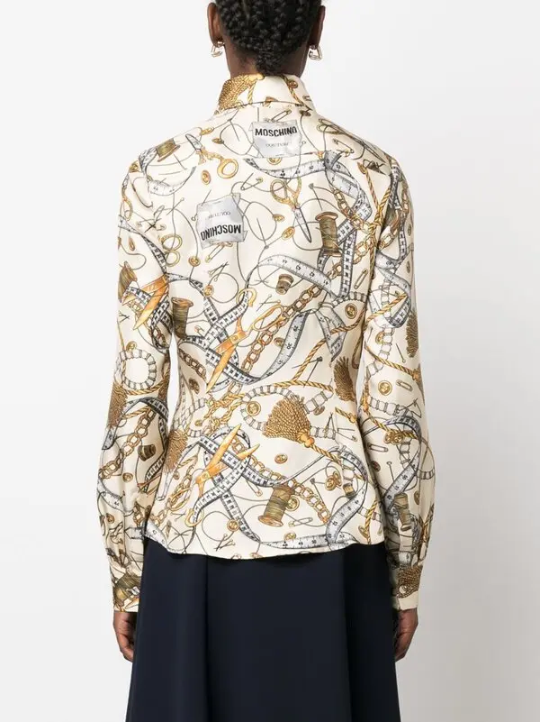 Moschino Bridle-print Silk Shirt