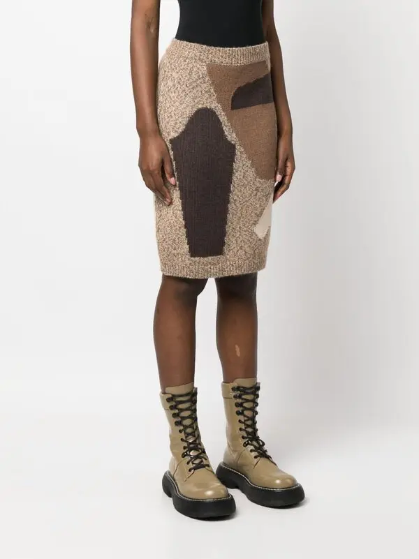 Moschino Intarsia Knit-pattern Pencil Skirt