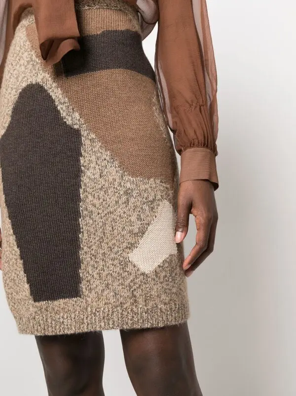 Moschino Intarsia Knit-pattern Pencil Skirt