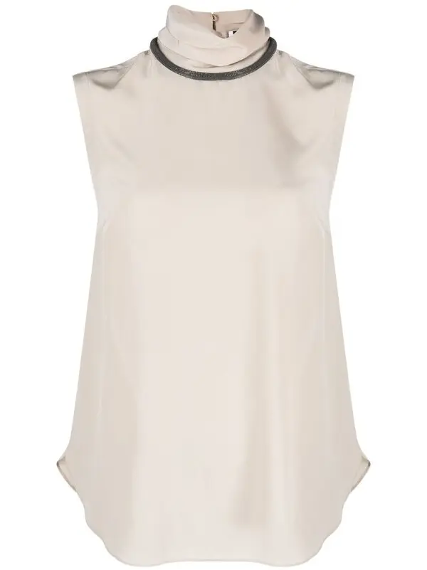 Brunello Cucinelli Monili-embellished Silk Blouse
