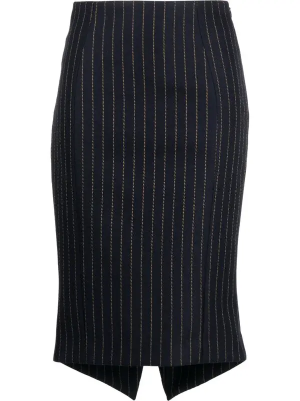 Moschino Striped Virgin-wool Midi Skirt
