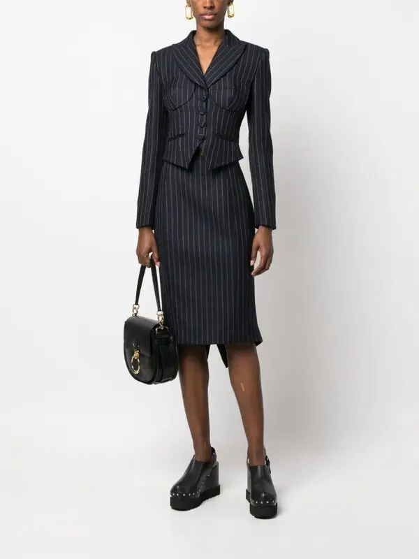 Moschino Striped Virgin-wool Midi Skirt