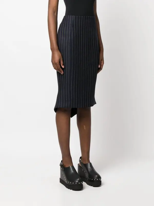 Moschino Striped Virgin-wool Midi Skirt