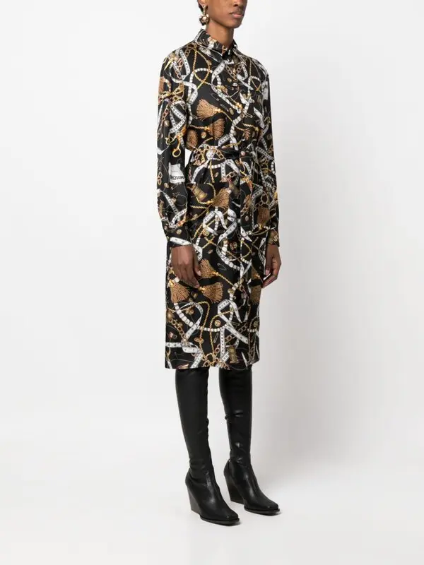 Moschino Graphic-print Silk Midi Dress