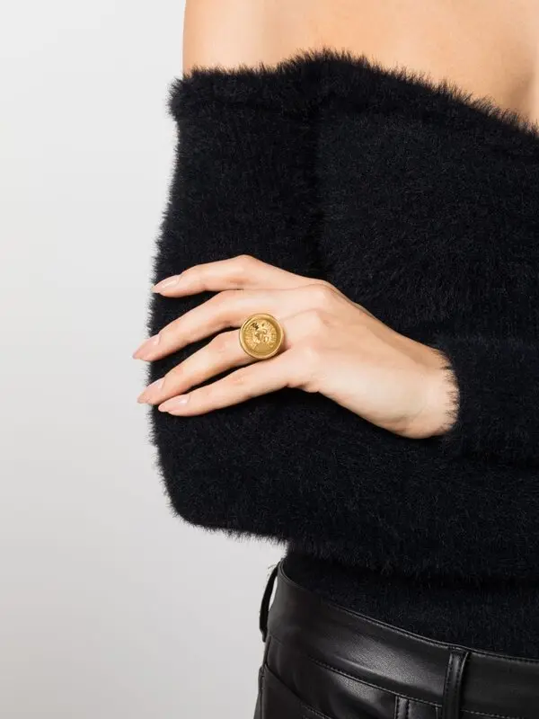 Moschino Debossed-logo Sovereign Ring