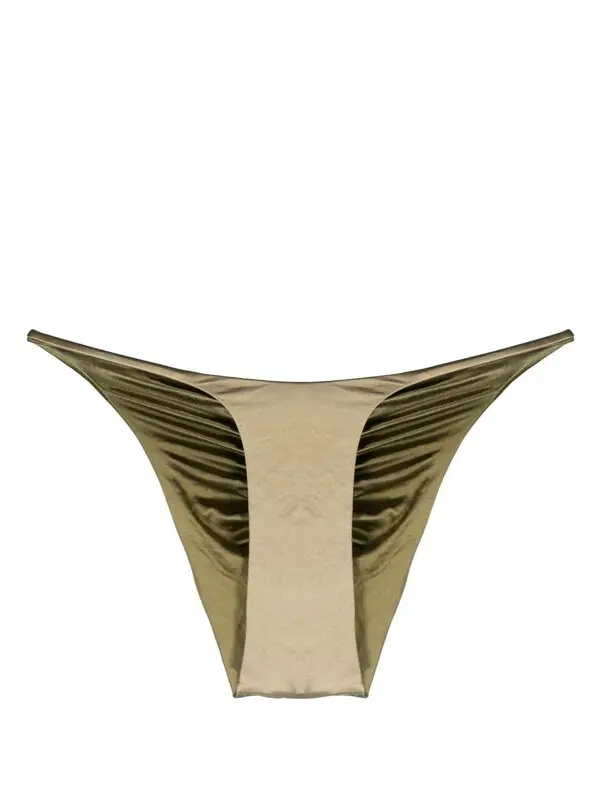 ISA BOULDER Gathered-detail Bikini Bottoms - Gold