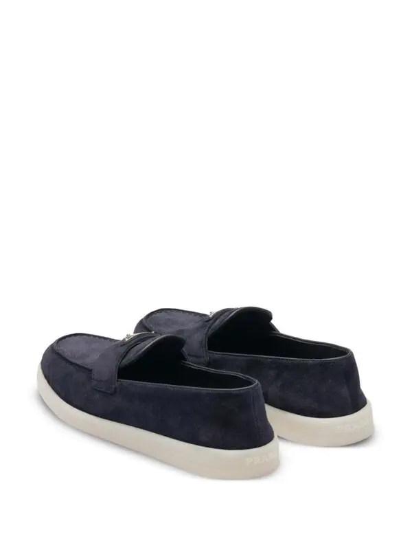 Prada Triangle-logo Suede Loafers