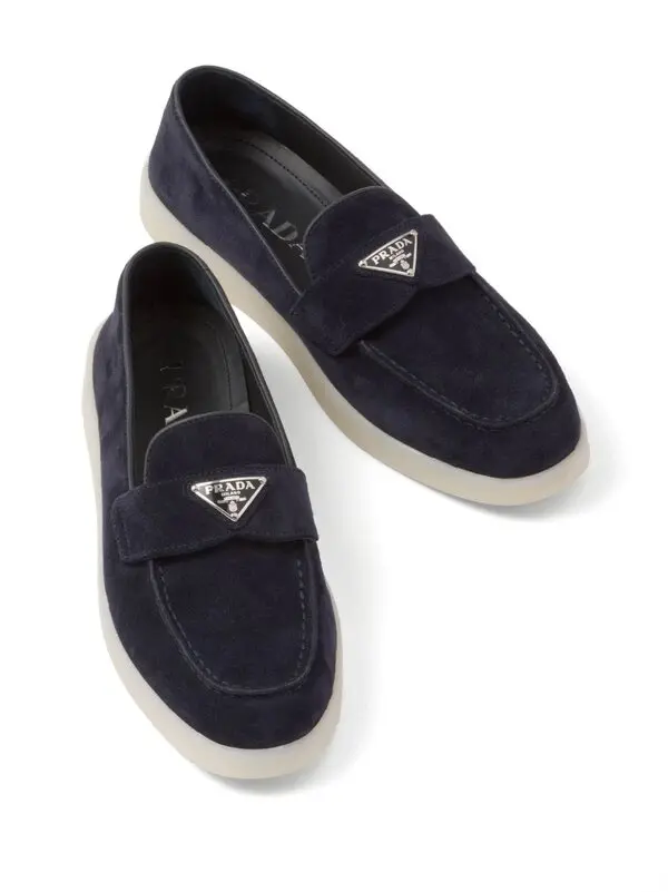 Prada Triangle-logo Suede Loafers