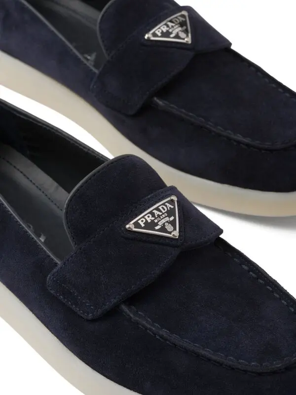 Prada Triangle-logo Suede Loafers