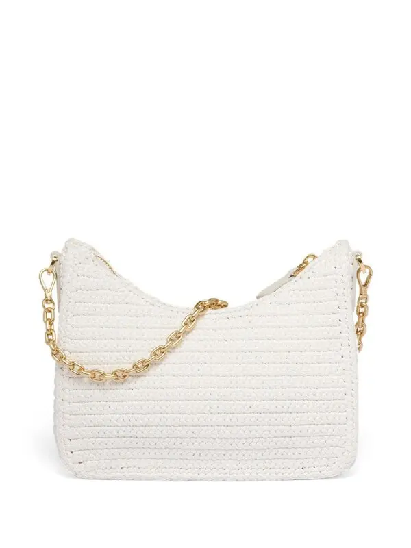 Prada Re-edition Crochet-knit Shoulder Bag - White