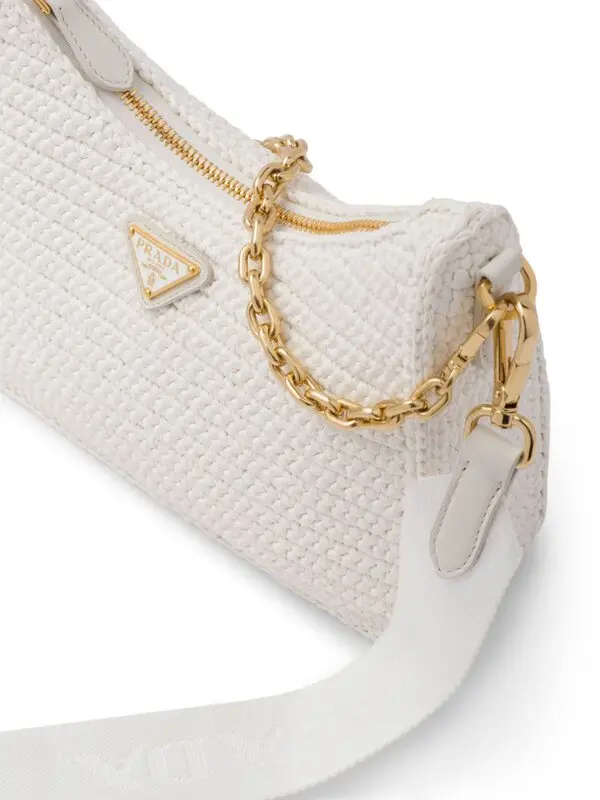 Prada Re-edition Crochet-knit Shoulder Bag - White