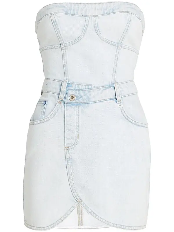 Karl Lagerfeld Bustier Denim Minidress - White