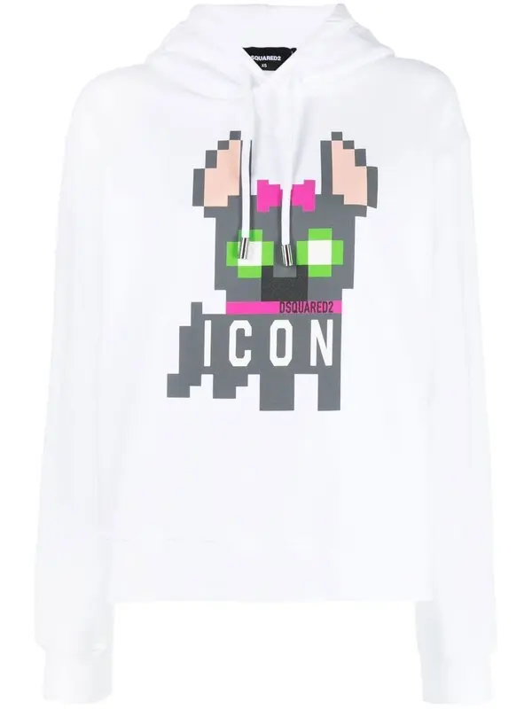 Dsquared2 Icon Pixelated-print Hoodie - White