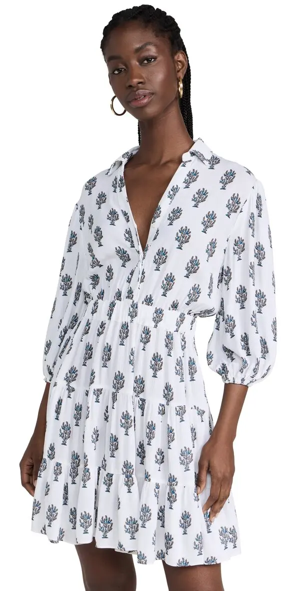 Playa Lucila Collared Mini Dress - Blue Print