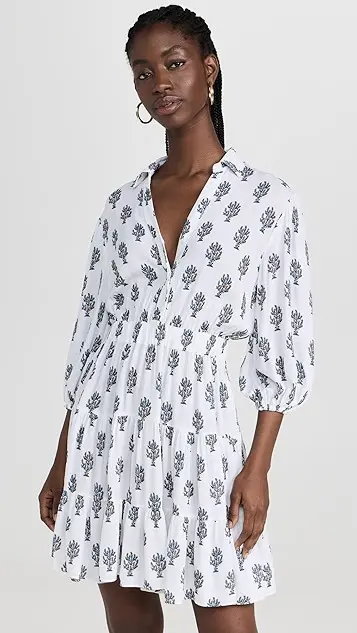 Playa Lucila Collared Mini Dress - Blue Print