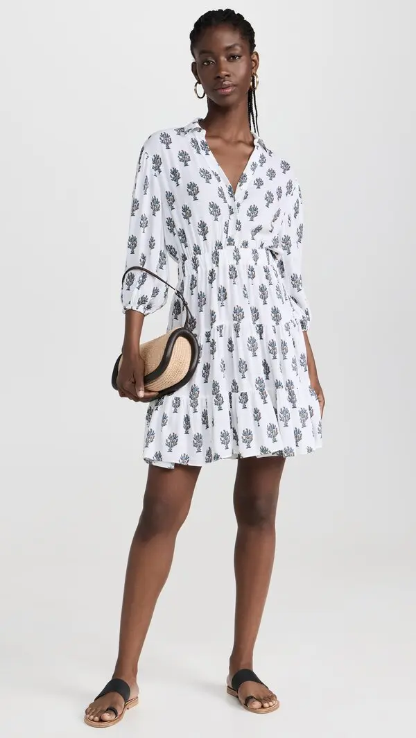 Playa Lucila Collared Mini Dress - Blue Print