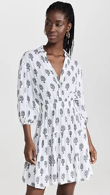 Playa Lucila Collared Mini Dress - Blue Print