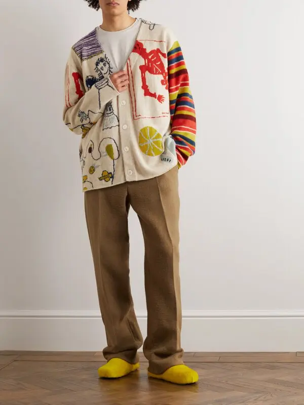 THE ELDER STATESMAN Wild Dreams Cashmere-jacquard Cardigan
