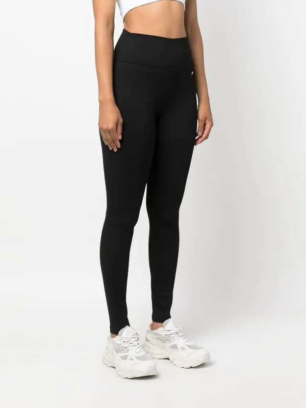 SPORTY & RICH Logo-patch Ribbed Leggings - Black