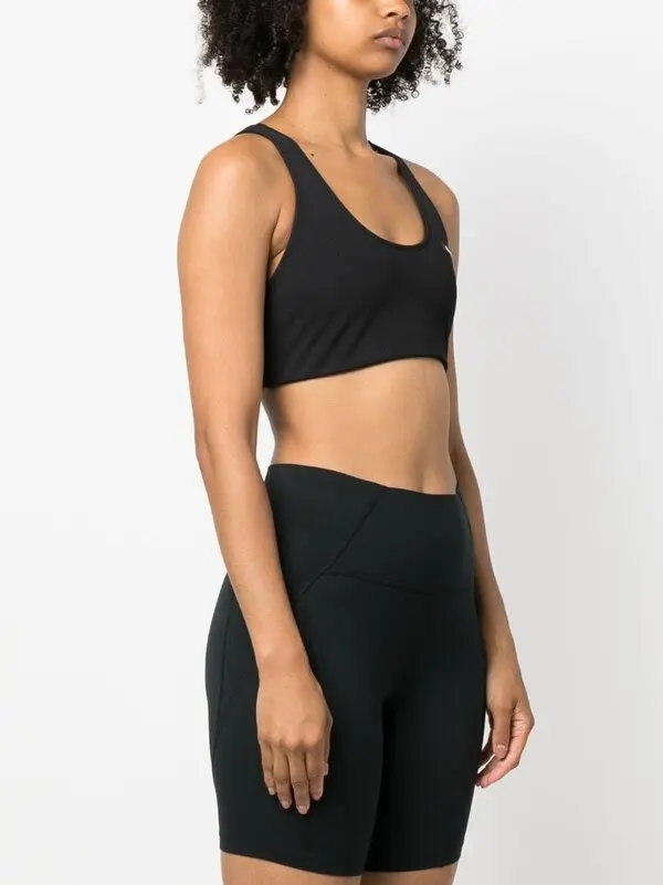 SPORTY & RICH Serif Logo Patch Ribbed Bra - Black