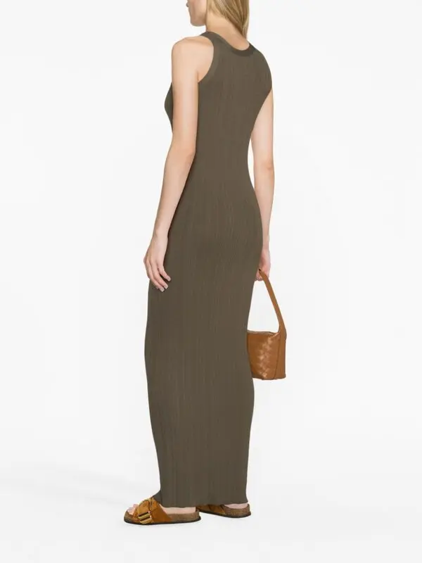 TOTEME Ribbed-knit Racerback Maxi Dress - Green | Editorialist