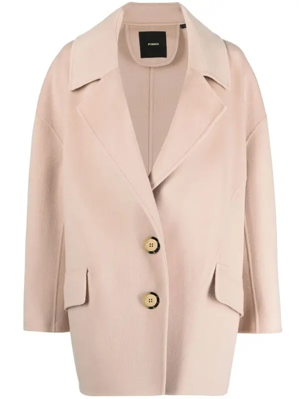 Pinko Single-breasted Wool Coat - Neutrals