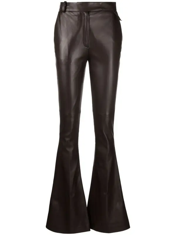 Attico Piaf Leather Flared Trousers