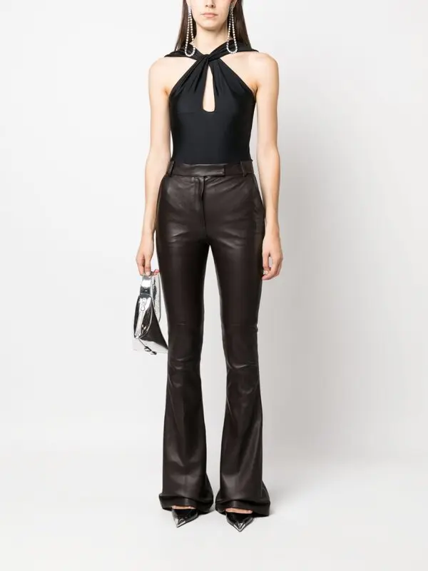 Attico Piaf Leather Flared Trousers