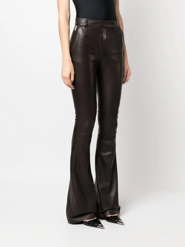 Attico Piaf Leather Flared Trousers