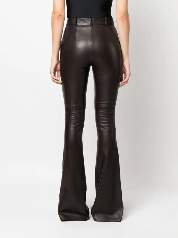 Attico Piaf Leather Flared Trousers