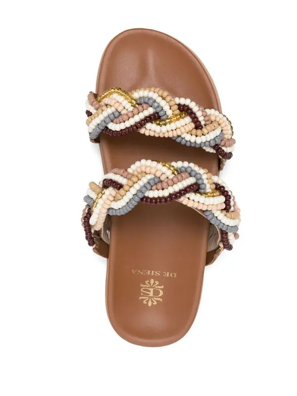 DE SIENA Bead-embellished Leather Slides