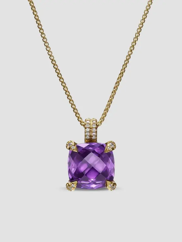 David Yurman Chatelaine Pendant Necklace In 18k Yellow Gold With Pavé Diamonds - Amethyst
