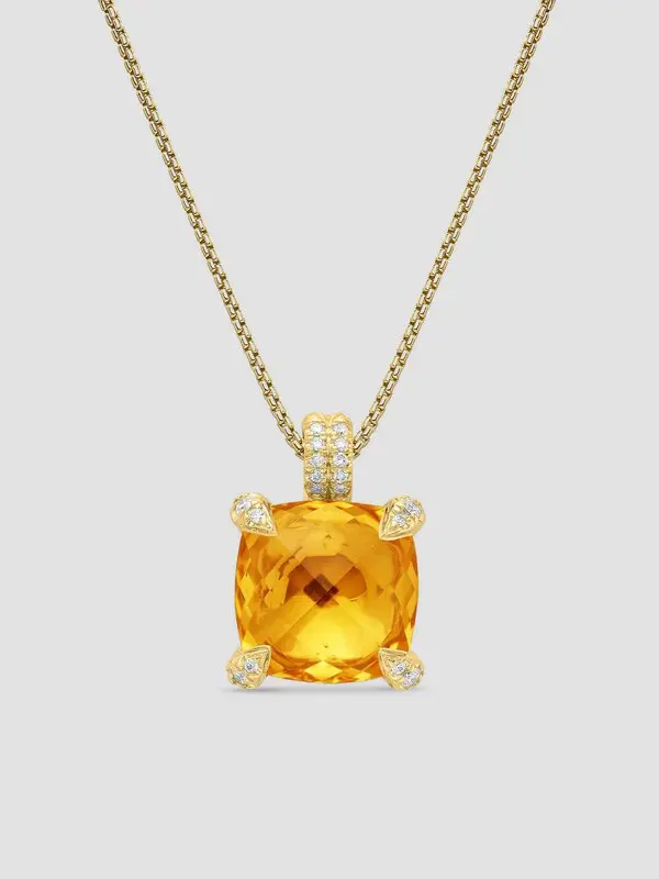 David Yurman Chatelaine Pendant Necklace In 18k Yellow Gold With Pavé Diamonds - Citrine