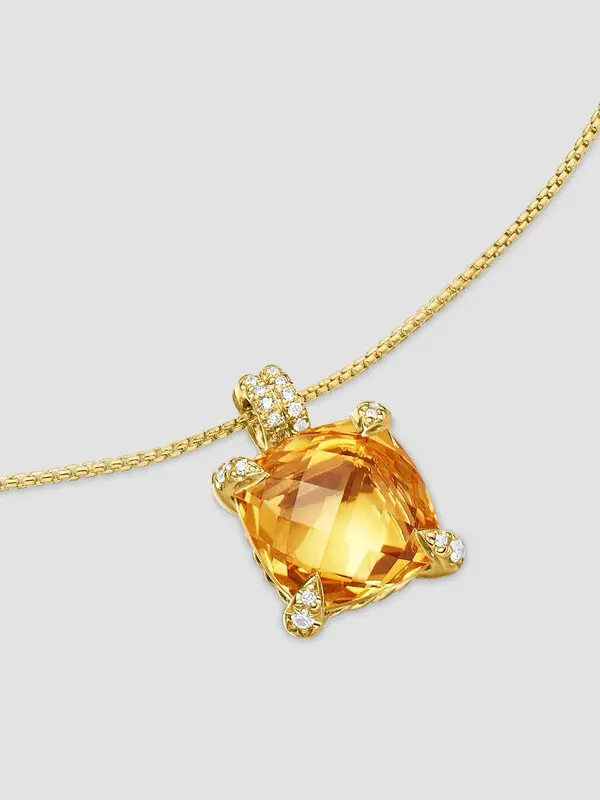 David Yurman Chatelaine Pendant Necklace In 18k Yellow Gold With Pavé Diamonds - Citrine