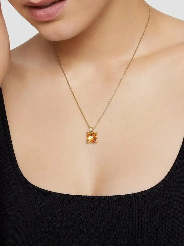 David Yurman Chatelaine Pendant Necklace In 18k Yellow Gold With Pavé Diamonds - Citrine