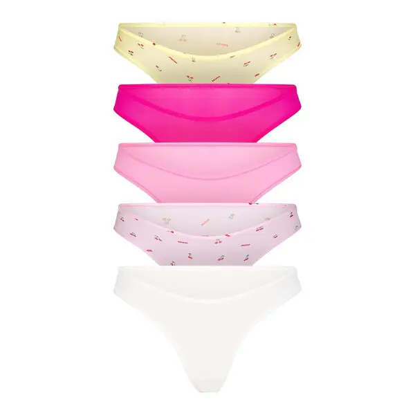 SKIMS Thong 5 Pack | Black | | Fits Everybody