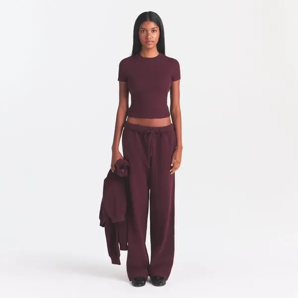 SKIMS Cotton Rib Crewneck T-shirt - Currant