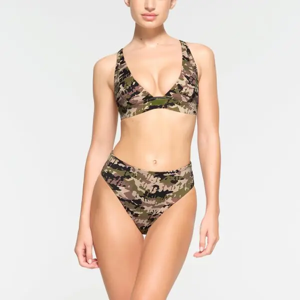SKIMS Swim Plunge Bikini Top Camo
