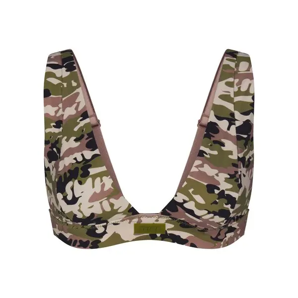 SKIMS Swim Plunge Bikini Top Camo