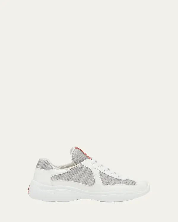 Prada America's Cup Vernice Patent Runner Sneakers - White/silver
