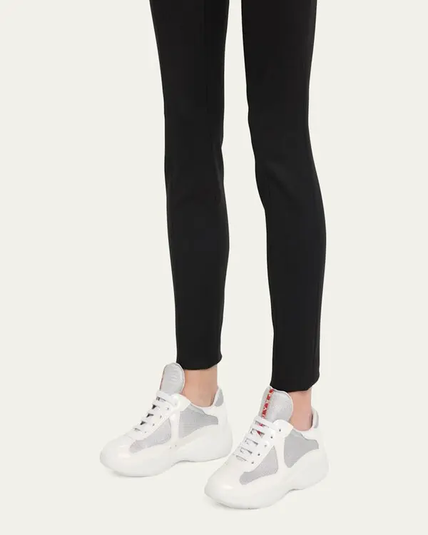 Prada America's Cup Vernice Patent Runner Sneakers - White/silver