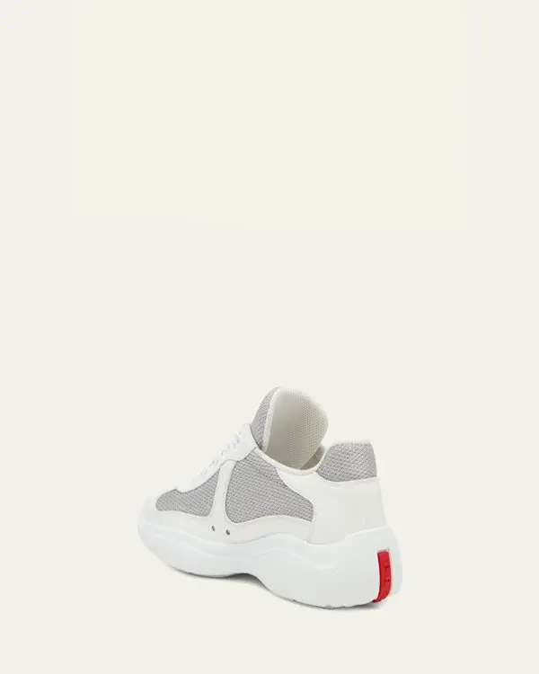 Prada America's Cup Vernice Patent Runner Sneakers - White/silver
