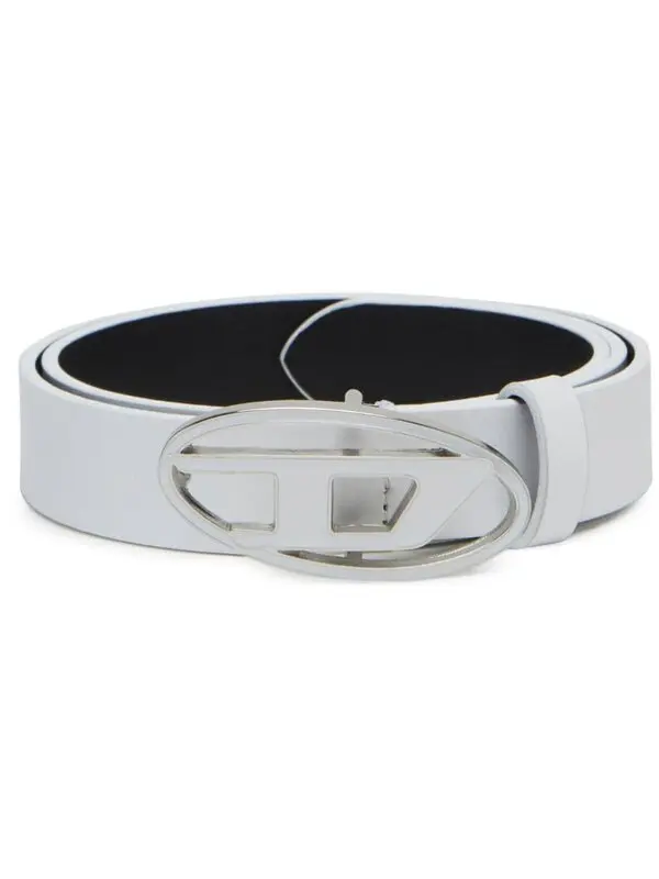DIESEL 1dr Logo-buckle Leather Belt - White