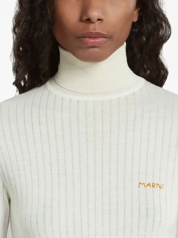 Marni Logo-embroidered Ribbed Jumper