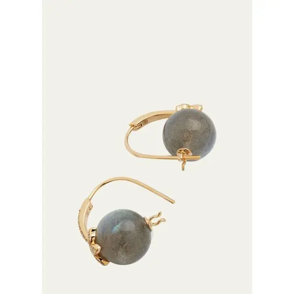 SYDNEY EVAN 18k Labradorite Bead And Diamond Butterfly Earrings