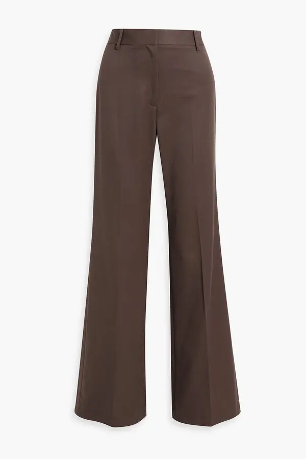 NILI LOTAN Arielle Wool-twill Flared Pants - Dark Brown