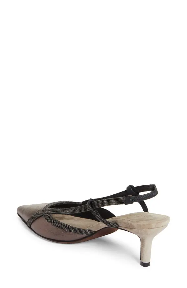 Brunello Cucinelli Crystal Embellished Pointed Toe Sandal