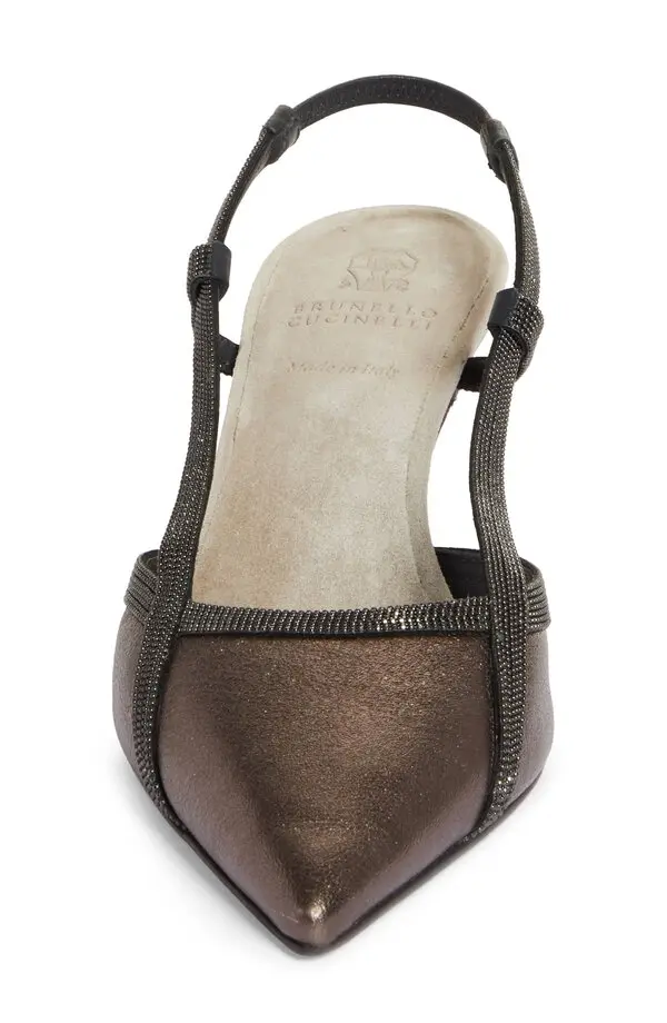 Brunello Cucinelli Crystal Embellished Pointed Toe Sandal