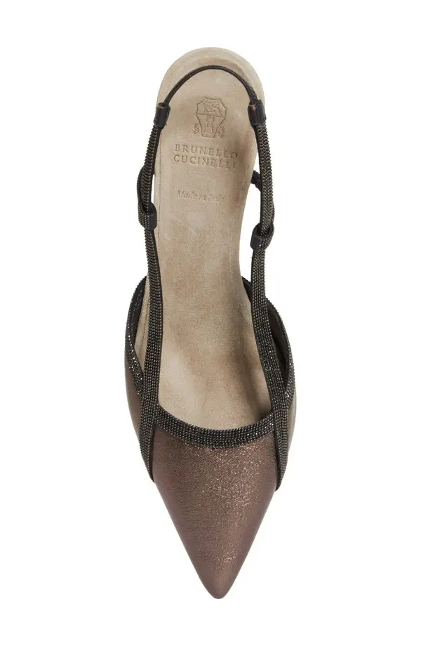 Brunello Cucinelli Crystal Embellished Pointed Toe Sandal