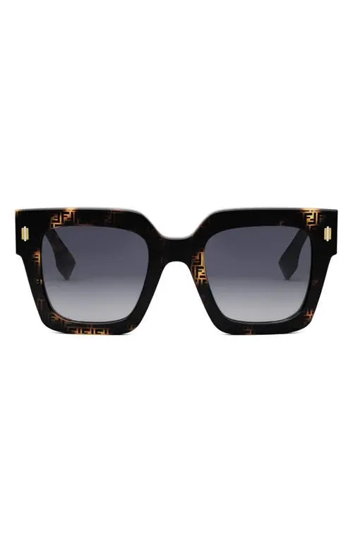 Fendi Roma Square Sunglasses - Havana / Gradient Smoke